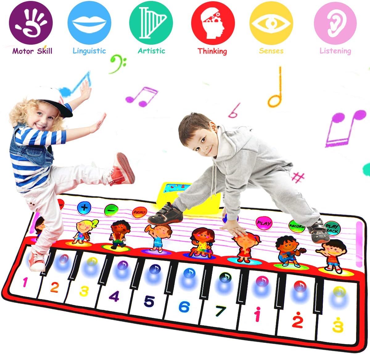 PROACC Piano Play mat with LED Light Mode Kids Piano Playmat Keyboard ...