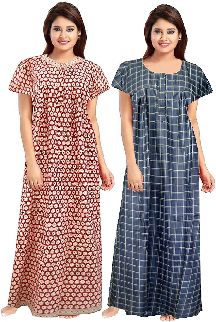 Indian Decor & Attire Women's Cotton Nighty/Gown: Amazon.co.uk: Clothing