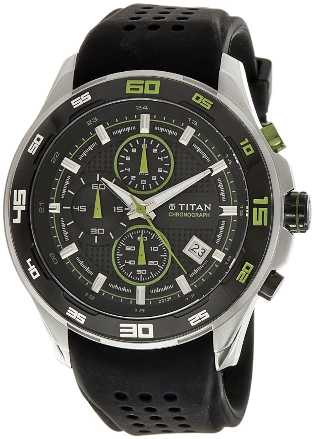 Buy Titan Octane Chronograph Black Dial Men's Watch - 90008KP02J at ...