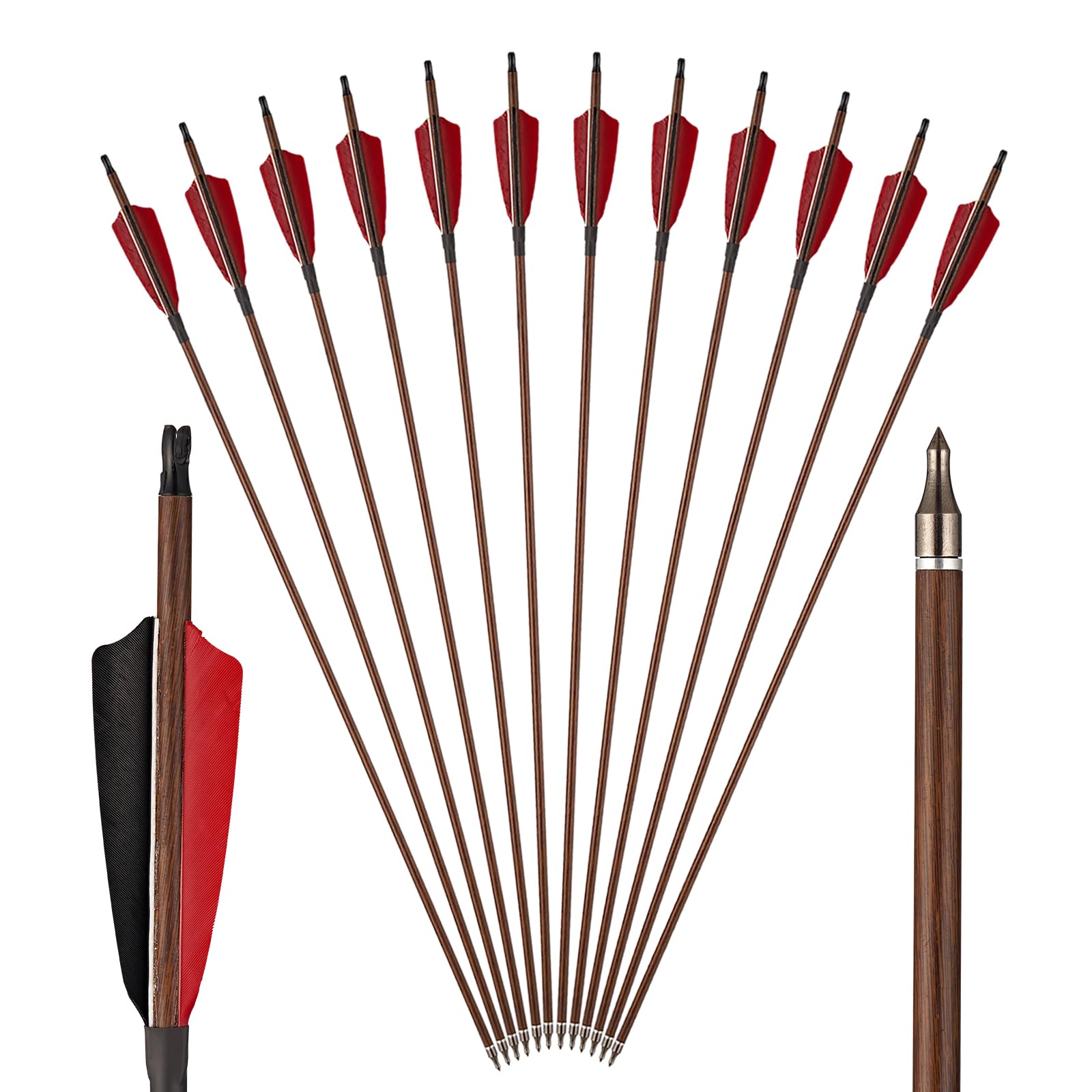 TOPARCHERY Premium 30" Carbon Hunting Arrows with 4" Real Turkey ...