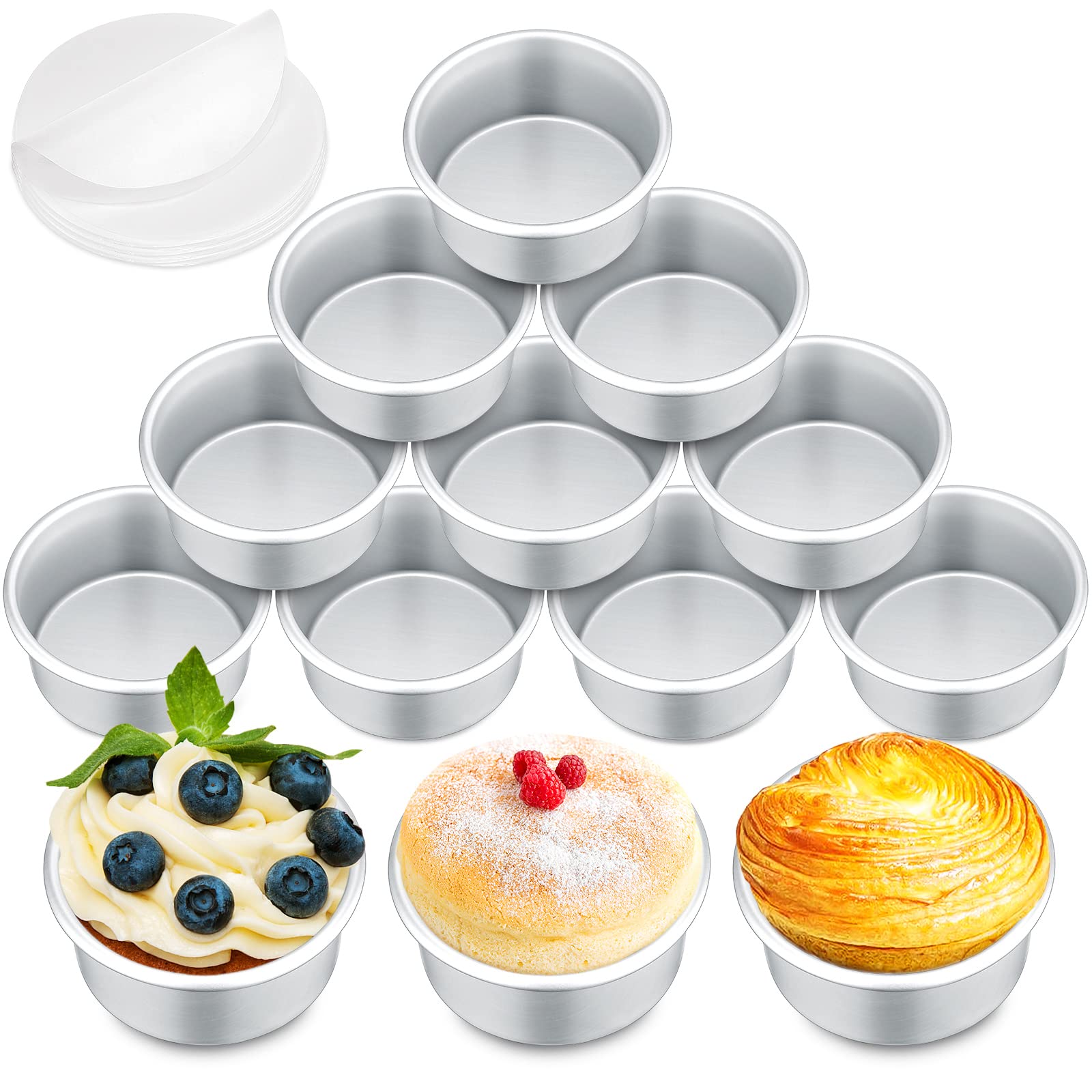 Gerrii 18 Pcs 4 Inch Cake Pans Nonstick Aluminum Small Round Cake ...