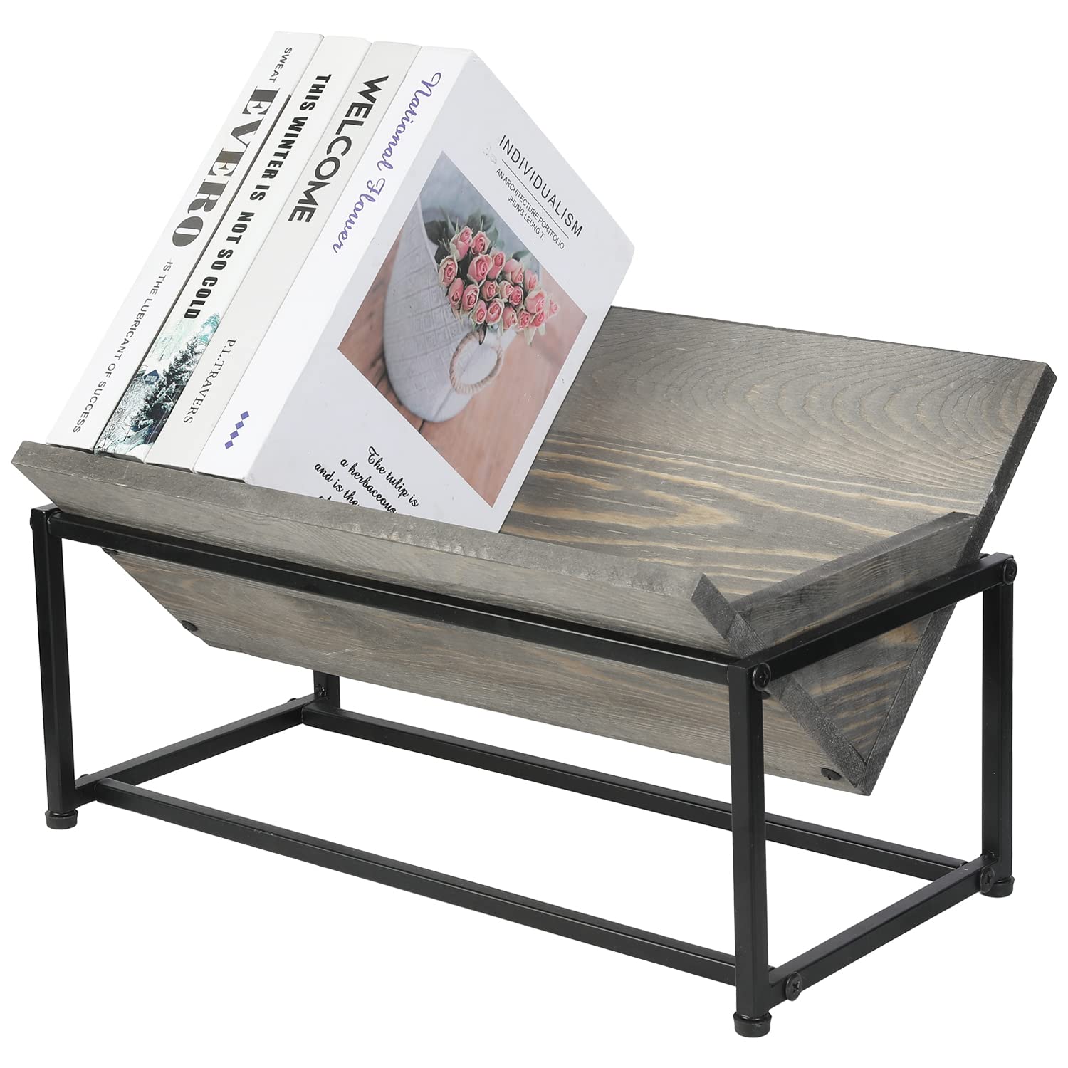 Mua MyGift Tabletop Book Caddy, Vintage Gray Wood and Black Metal ...