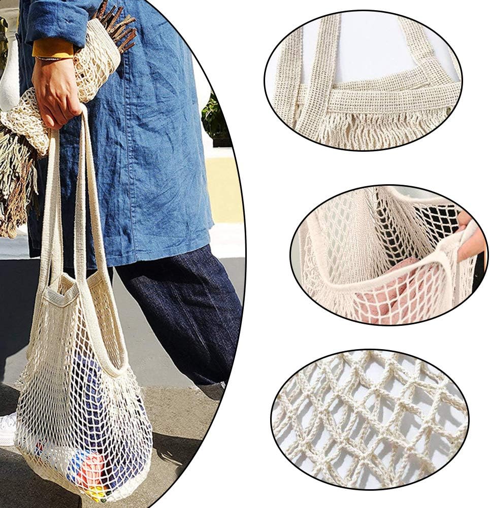 4 Pieces Net Shopping Bag, FANDE Mesh String Shopping Bag, Reusable Net ...