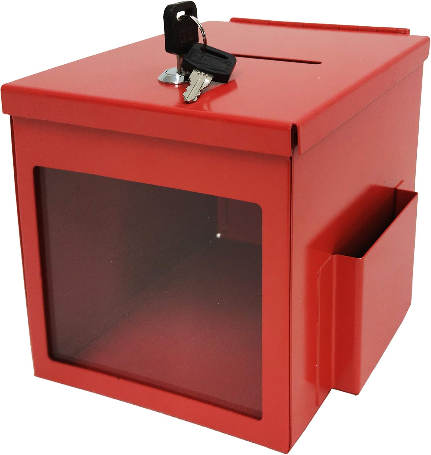 Collection Box With Lock Red Metal With Lock - Suggestion Key Drop ...