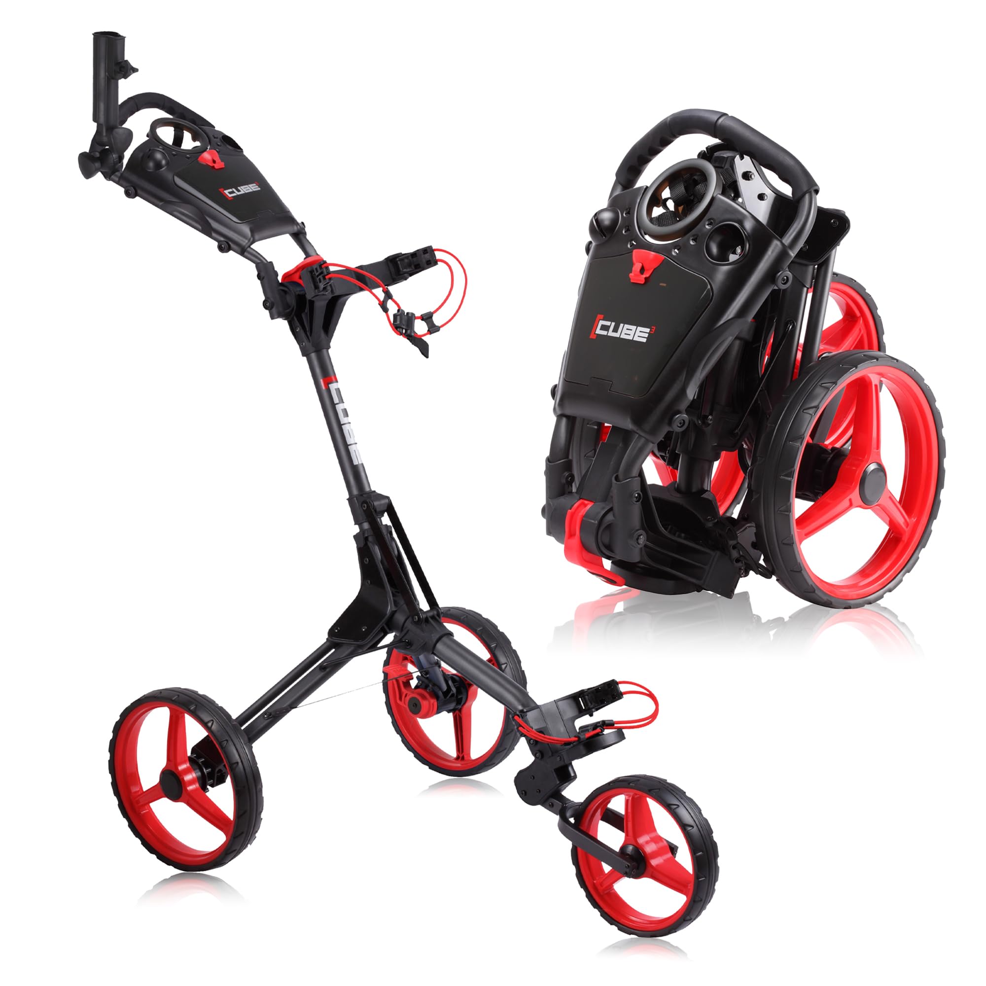 Cube Cart Golf Push Cart 3 Wheel, Smallest Folding Lightweight Golf ...