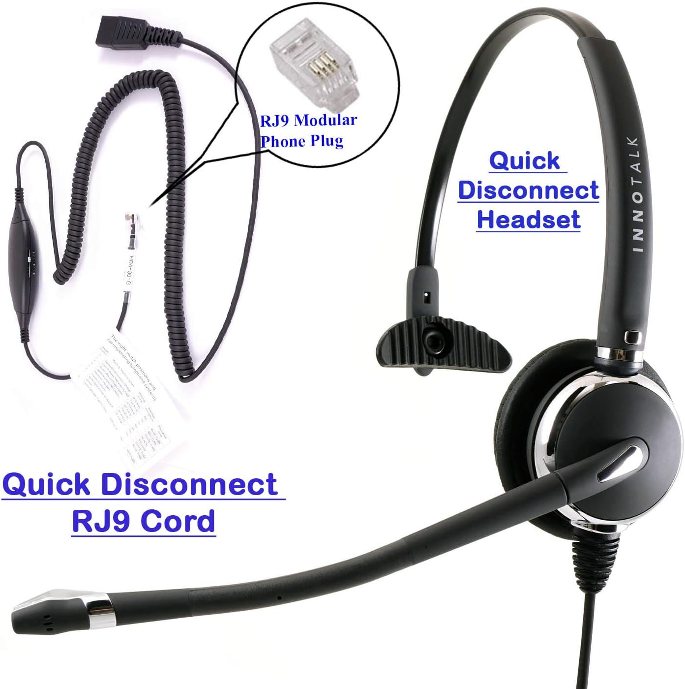 Amazon.com: RJ9 Headset - Luxury Professional Monaural Headset ...