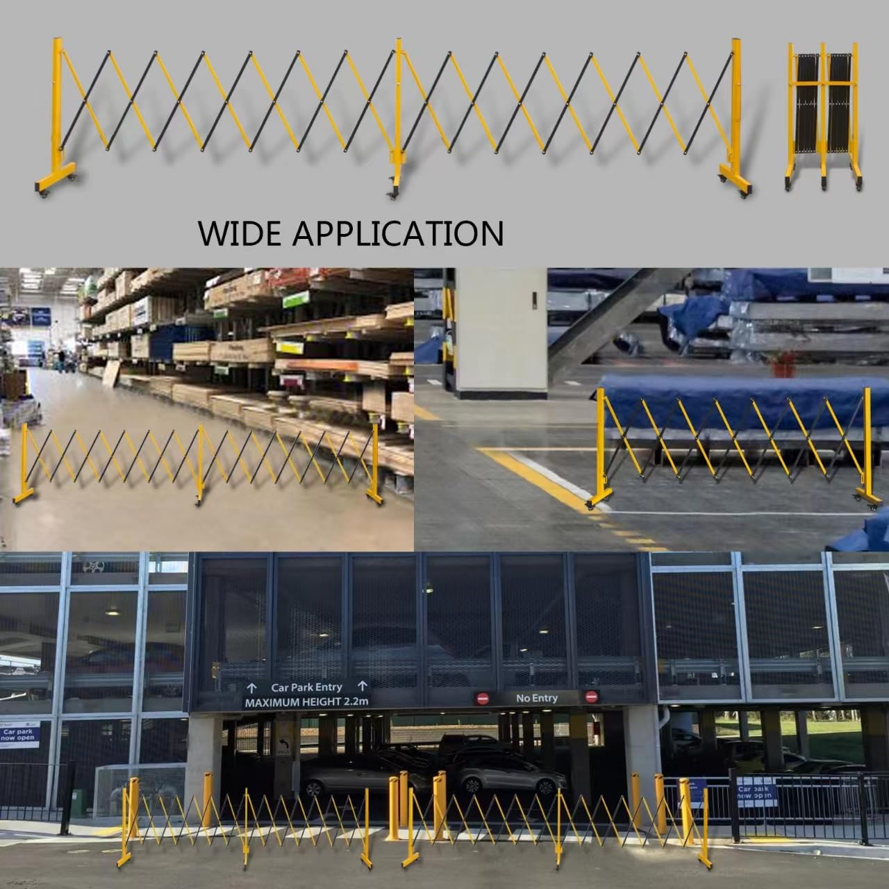 Driveway Gates Retractable Fence Outdoor 13ft Foldable Safety Barrier ...