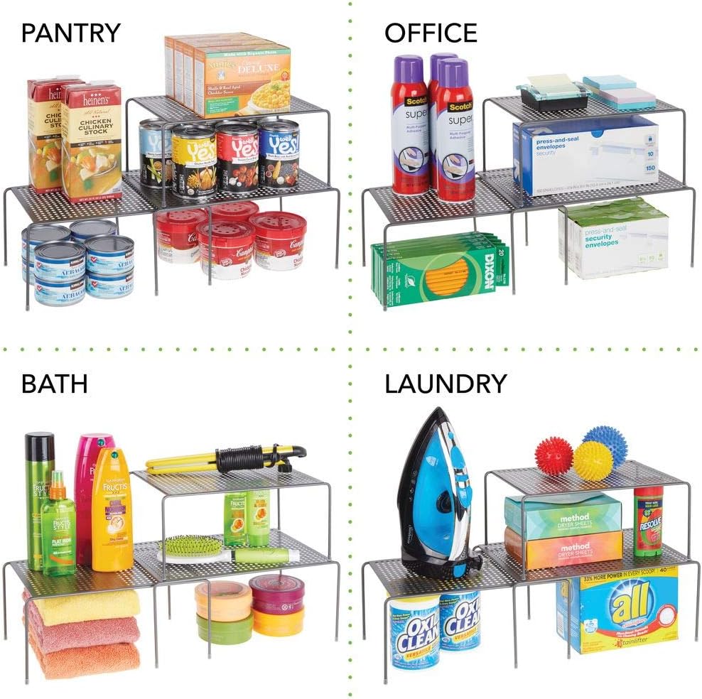 mDesign Set of 3 Expandable Shelves – Free-Standing Kitchen Shelf Set ...