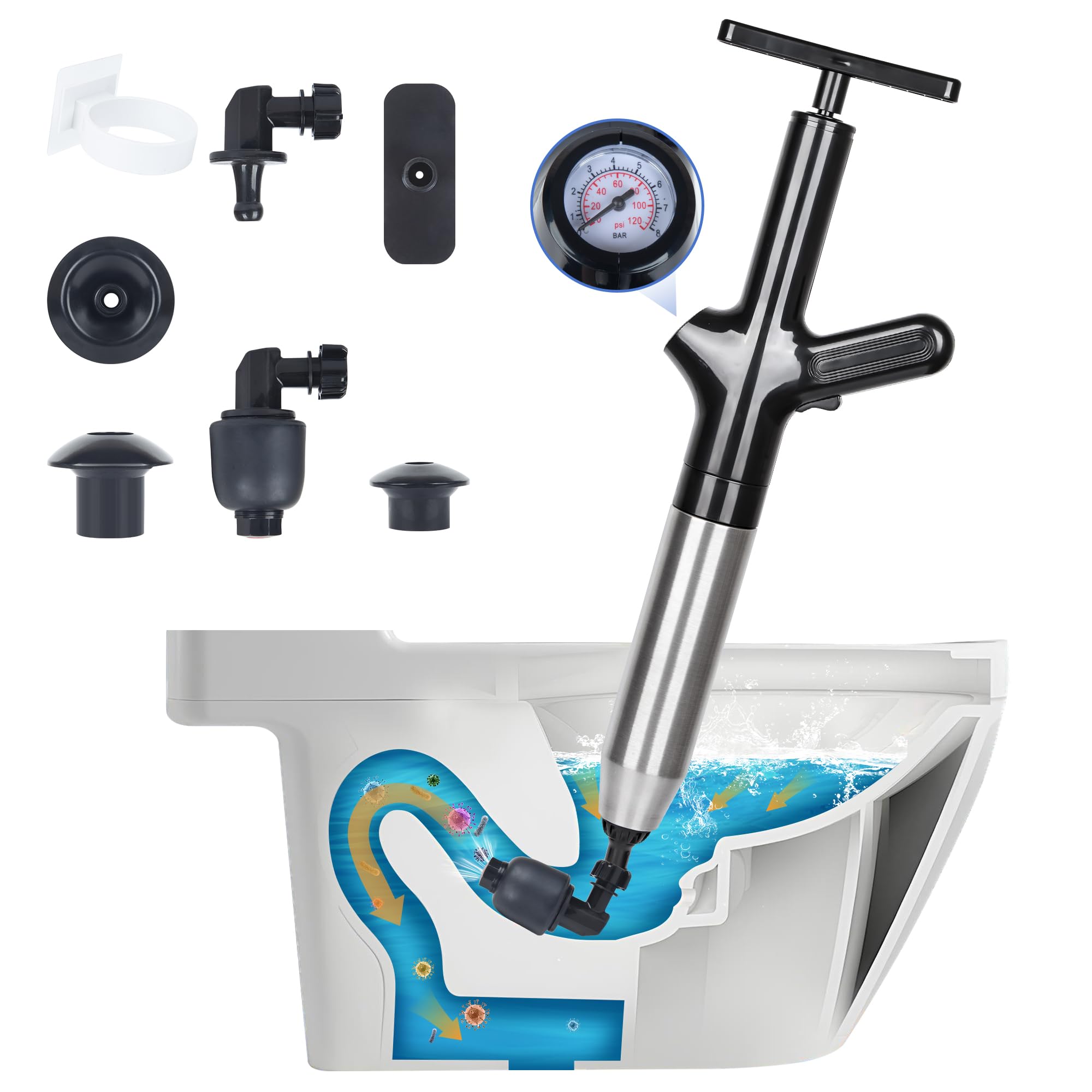 Juniesues High Pressure Air Toilet Plunger – Powerful Multi-Drain ...