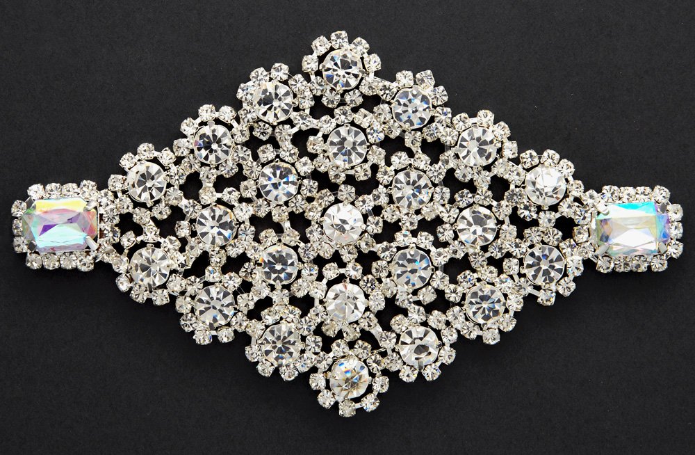Diamond Shape Rhinestone Applique Patch, Bridal Applique by 1pc, 5'' x ...