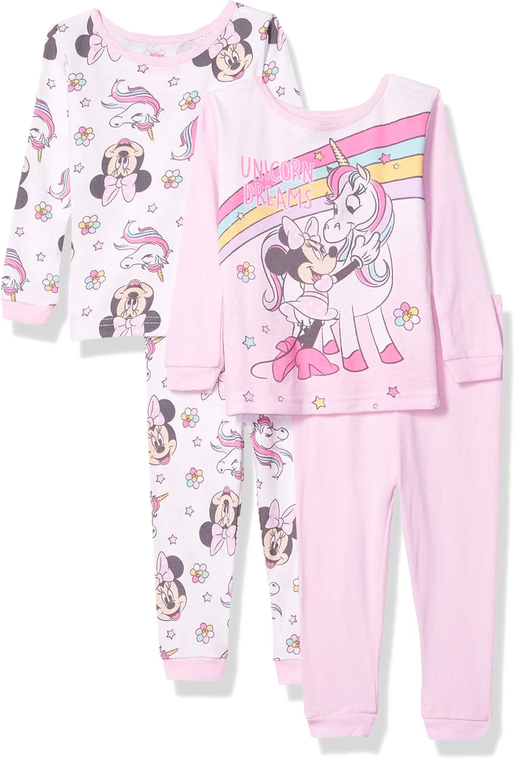 Amazon.com: Disney Girls' Minnie Mouse 4-Piece Cotton Pajama Set: Clothing
