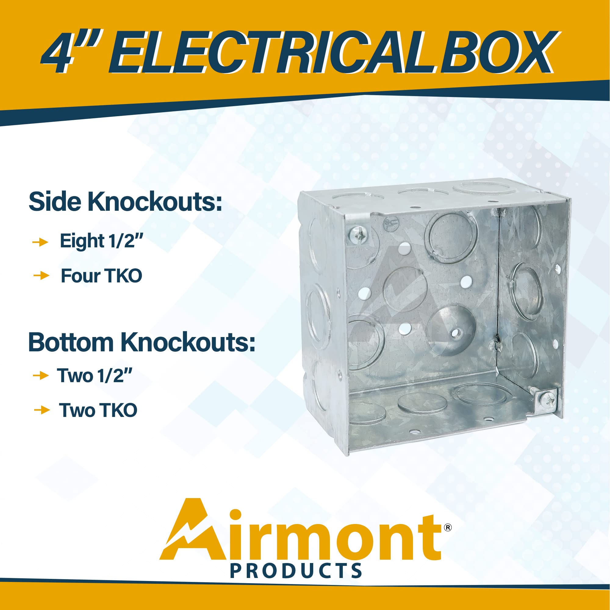 Mua 4'' Square Electrical Box, Ten 1/2'' and Six TKO Knockouts, Welded Construction, 30.3 Cu. in ...