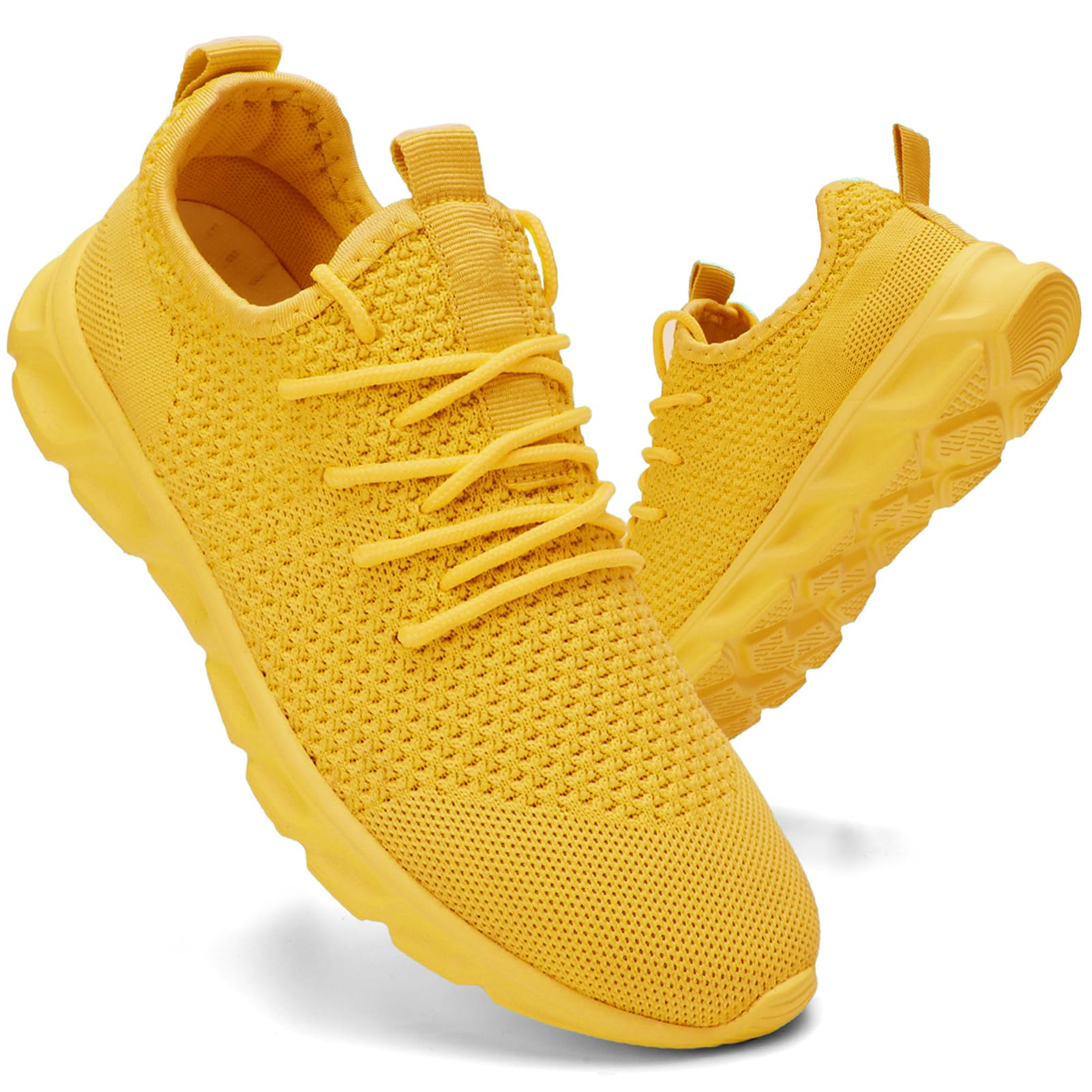 Tvtaop Yellow Running Shoes Womens Sneakers Tennis Walking Workout Gym ...