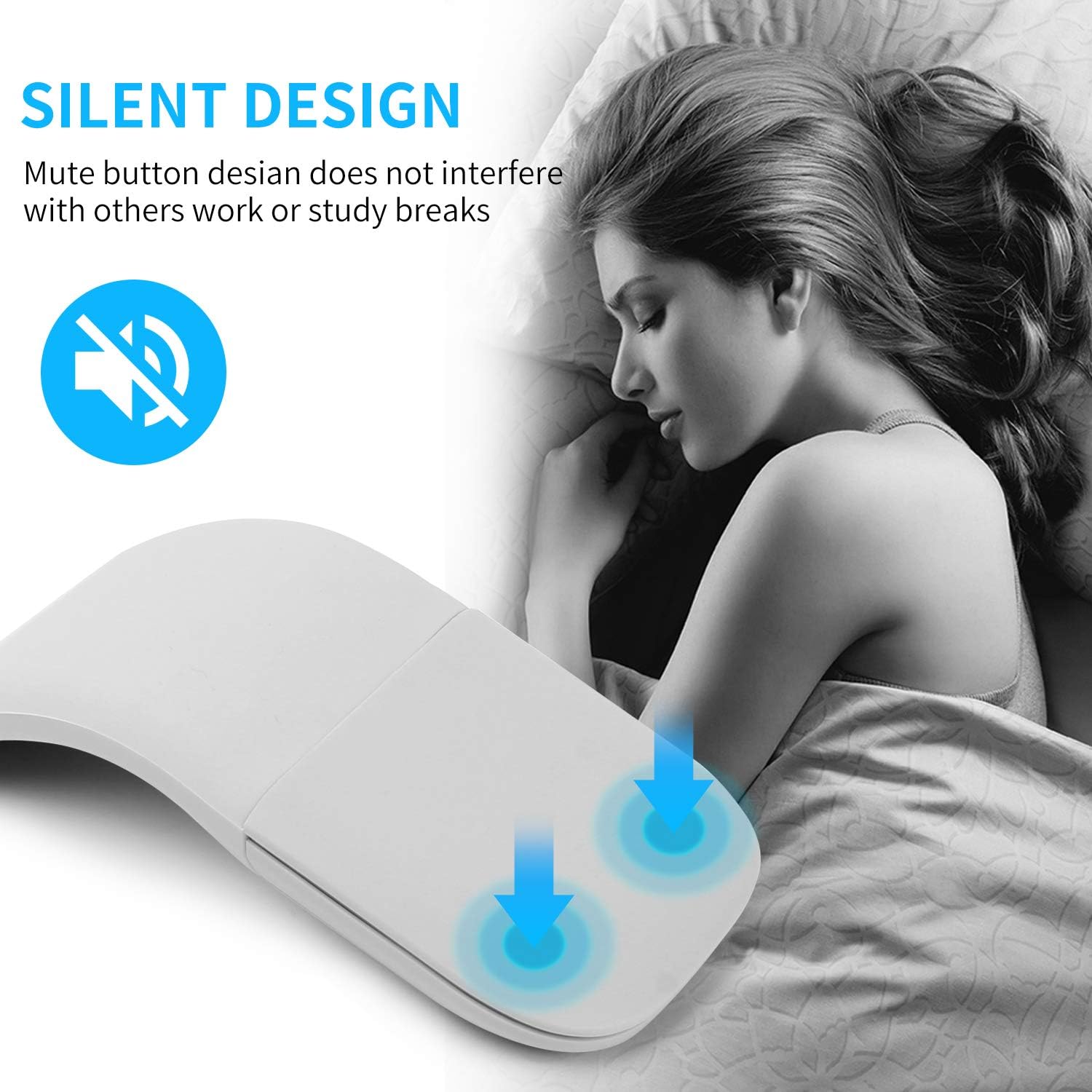 Wireless Foldable Arc Mouse Folding Bluetooth Touch Mice (White) – BigaMart