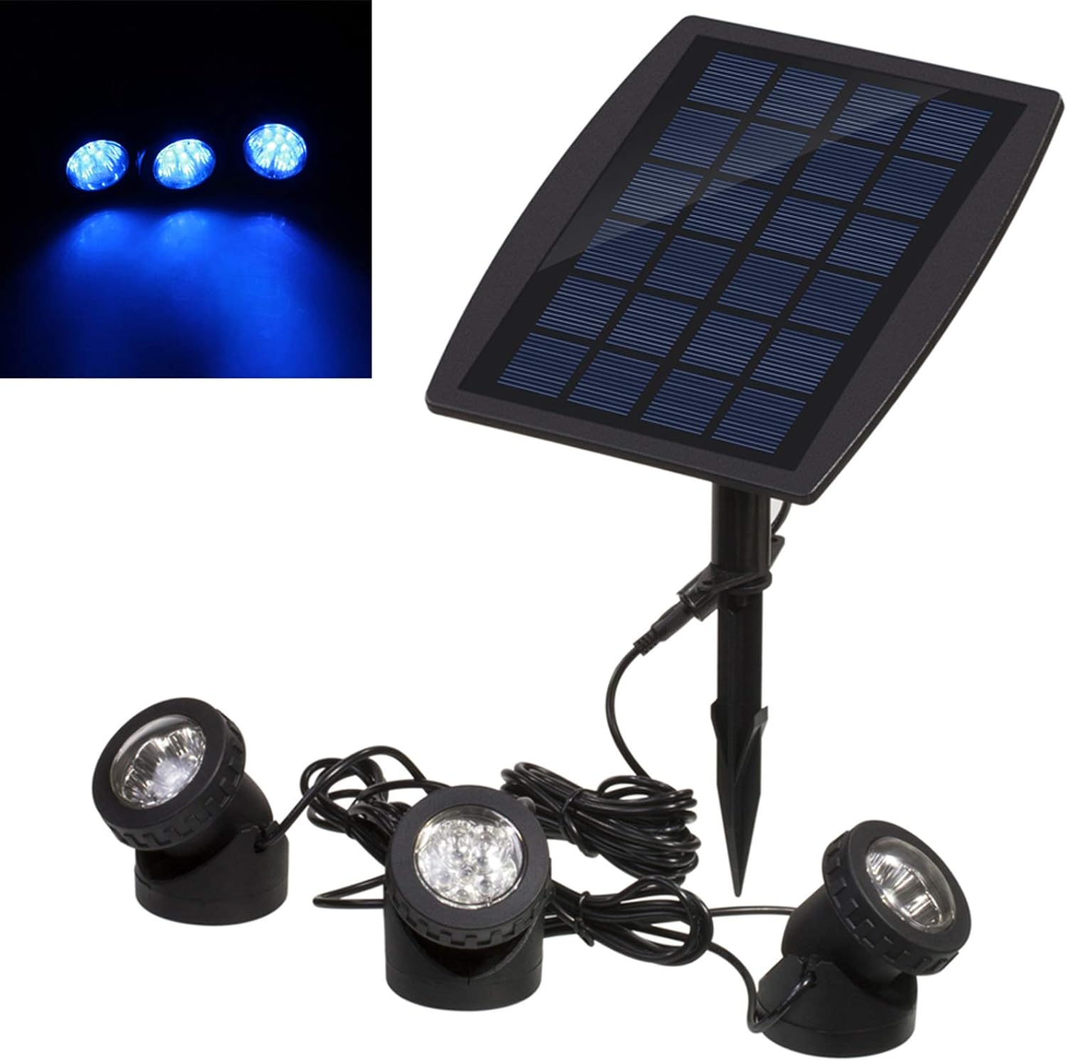Docooler Solar Powered Super Bright 3 Submersible Lamps 18 LEDs ...