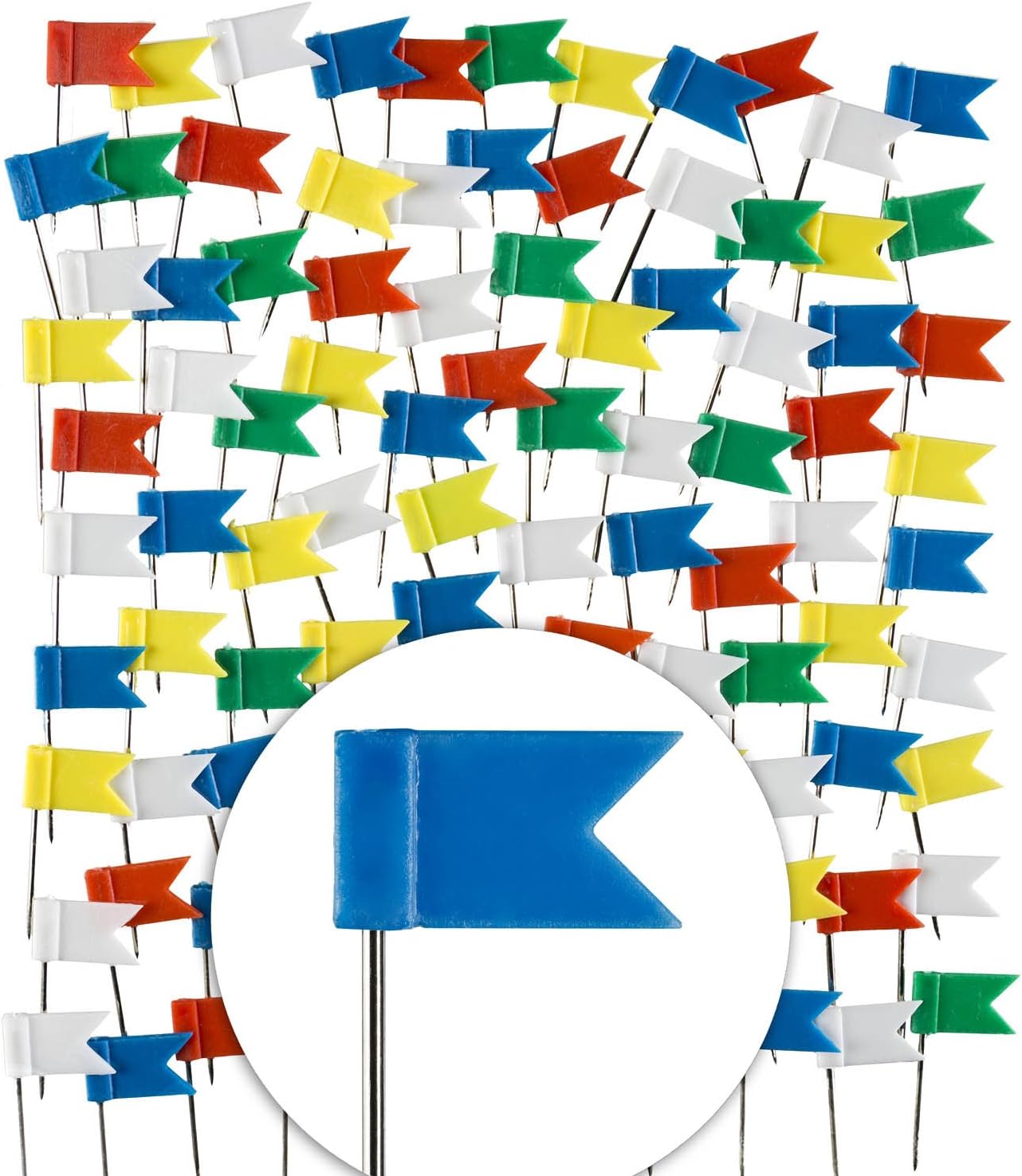 100 Flags in XXL Pack; Flag Pins in 5 Colours for Pinboard, Maps ...