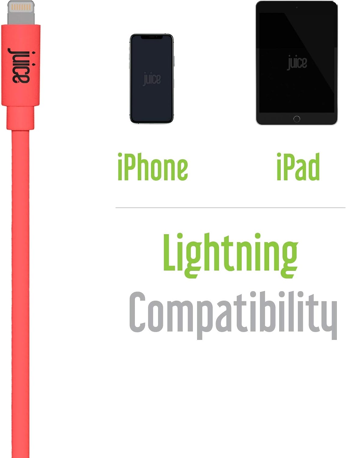 Juice XL Apple Lightning Charge and Sync Cable, Coral - BigaMart