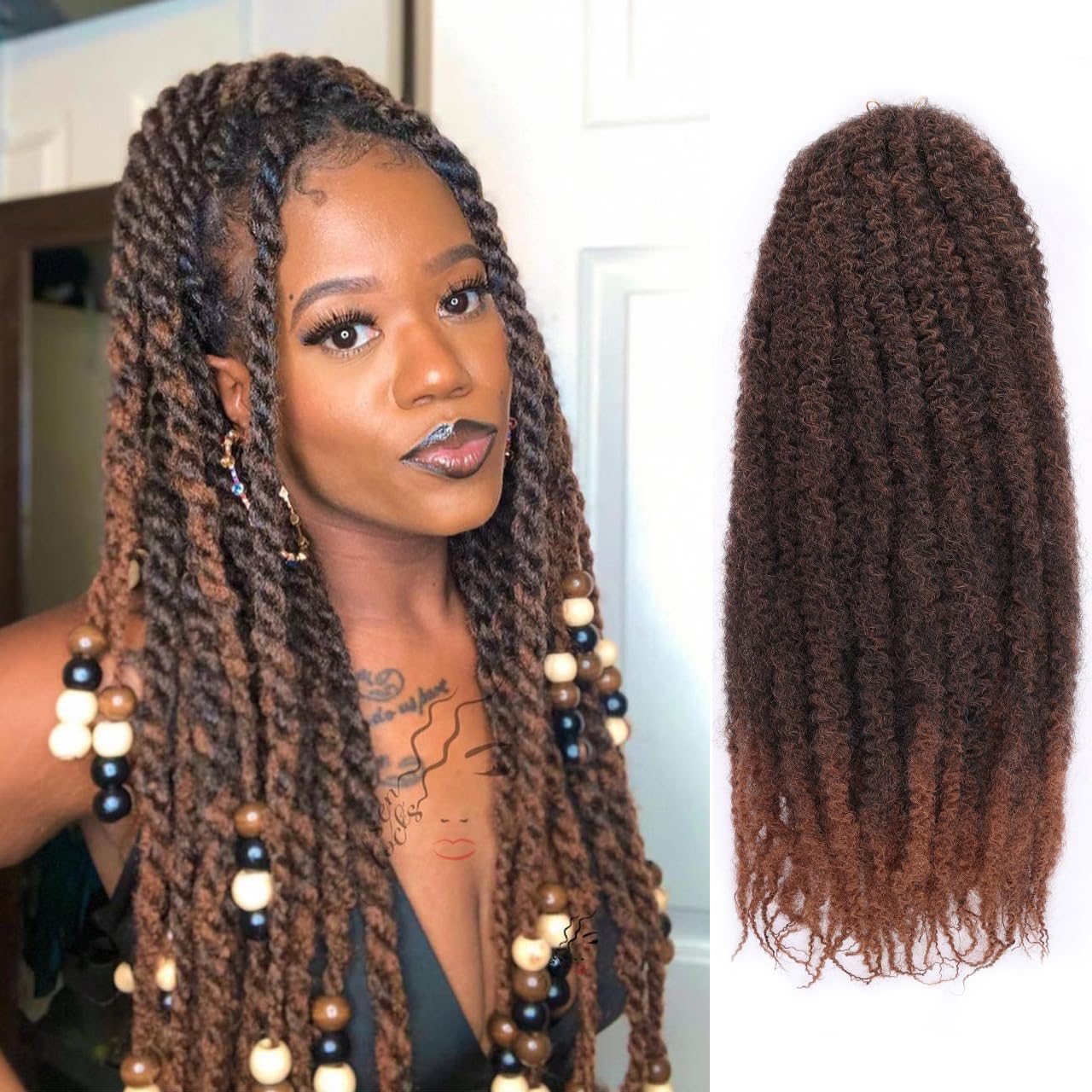ZRQ 8 Packs Marley Hair 18 Inch Afro Kinky Marley Twist Braiding Hair ...