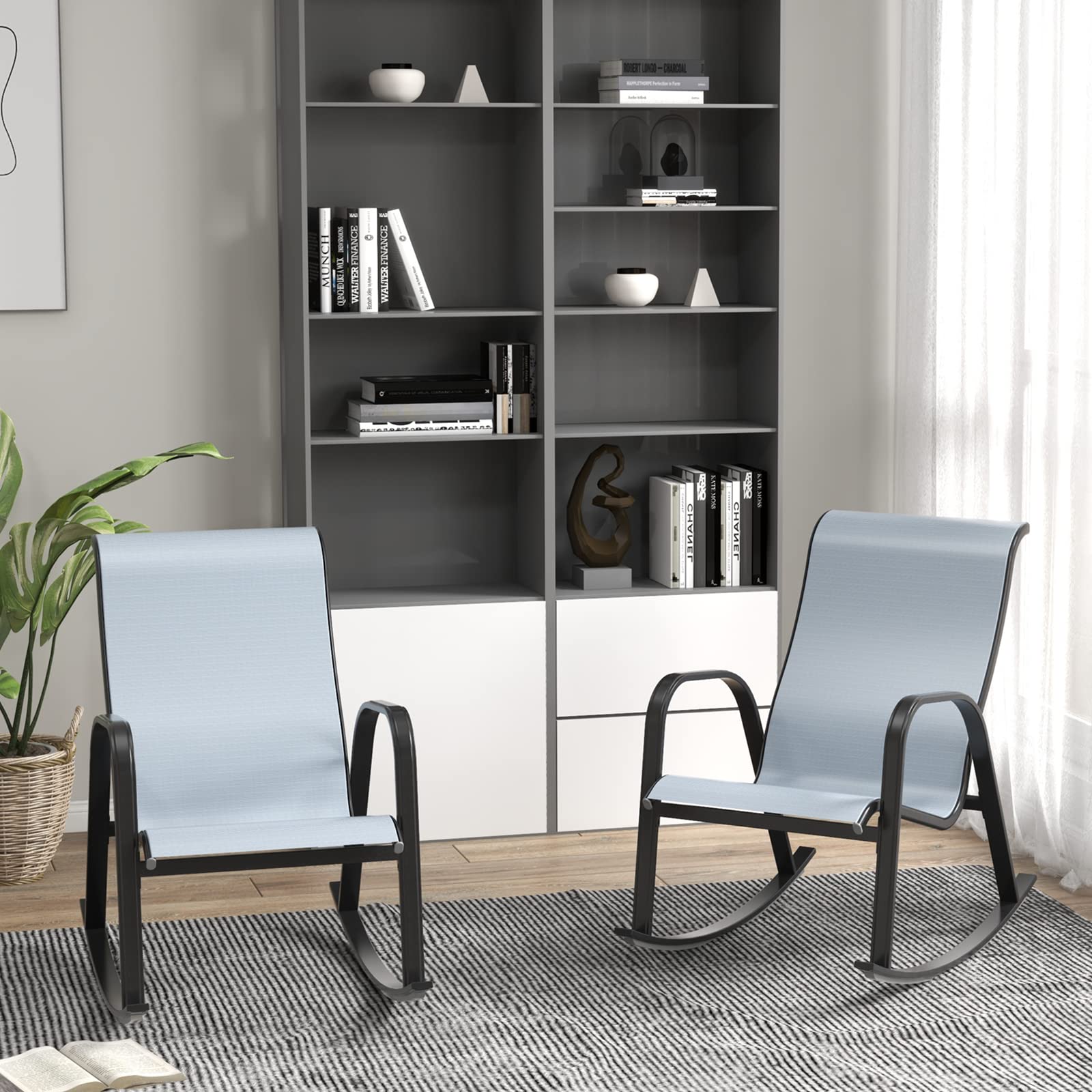 Grand patio Outdoor Rocking Chair Mesh Sling Rocker Seating Outside for ...