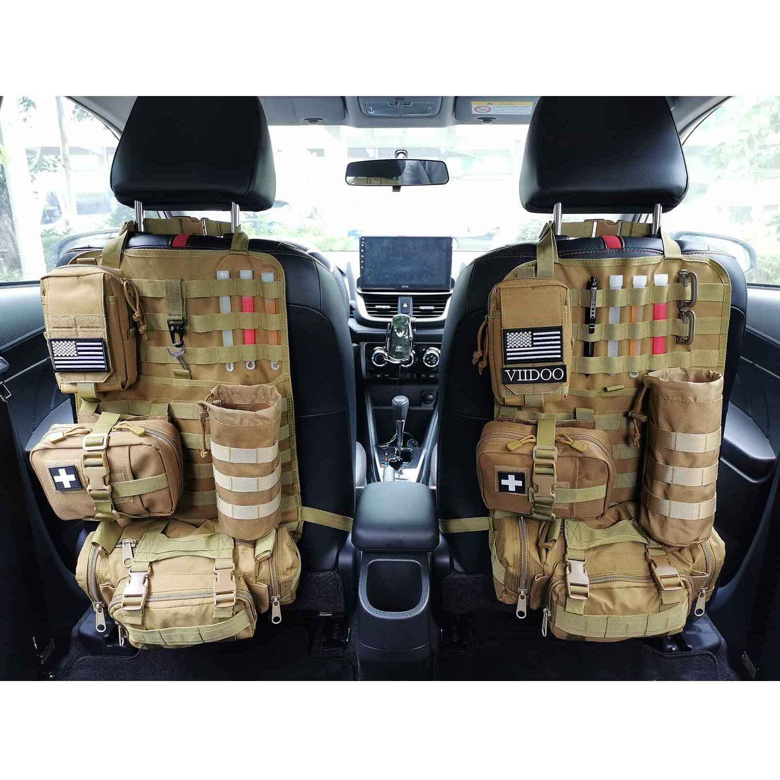 Molle Tactical Seat Back Organizer Panel with Pouches, Universal Fit ...