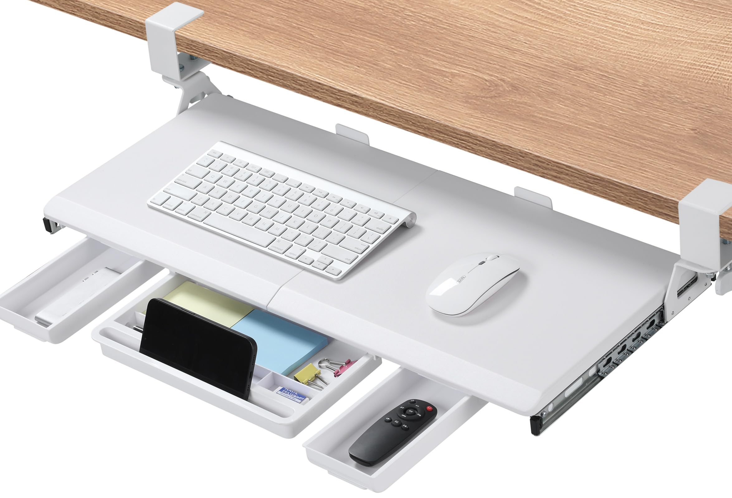 ETHU Keyboard Tray Under Desk, Pull Out Keyboard & Mouse Tray with C ...