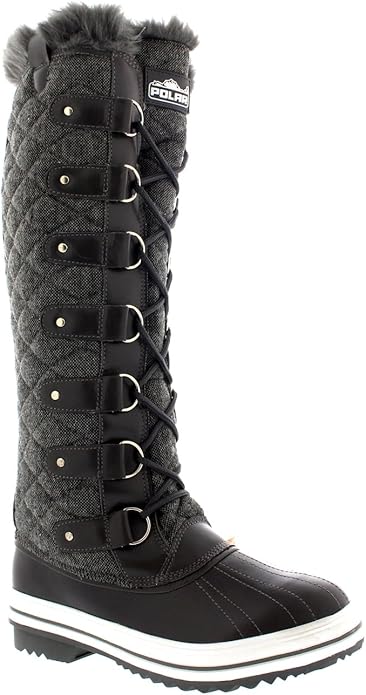Polar Womens Quilted Knee High Duck Rain Waterproof Muck Snow Winter ...