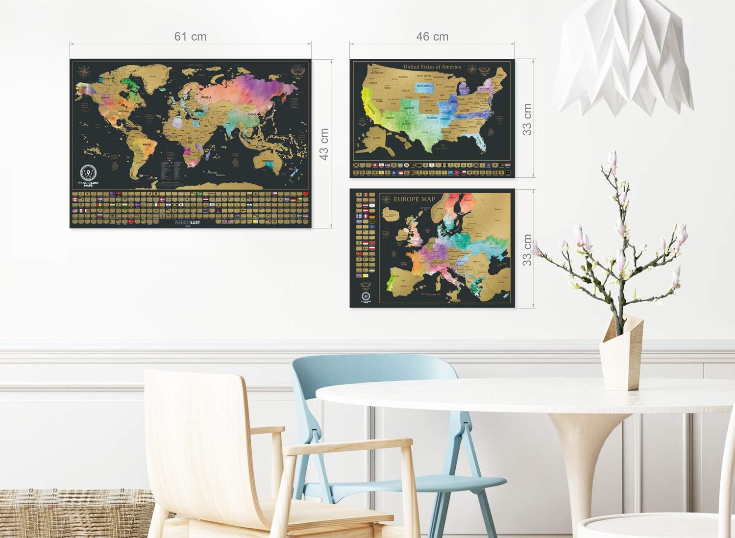 Scratch Off Map – Ultimate Watercolor Pack (World, USA, and Europe) | 3 ...
