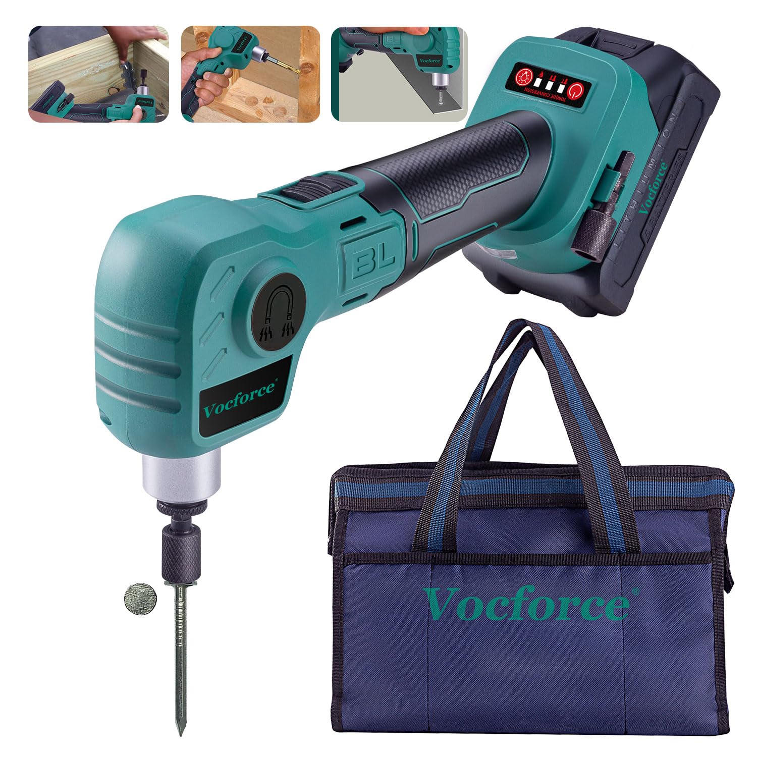 Vocforce Cordless Palm Nailer, 20V Brushless Auto Hammer Tool Kit with ...
