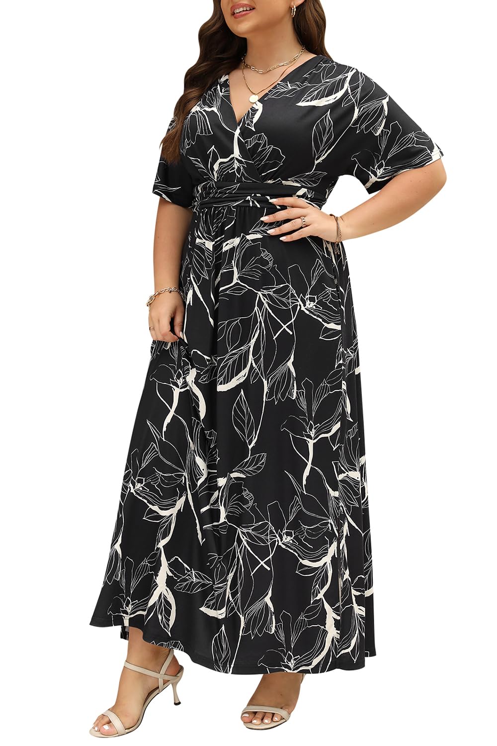 Keluummi Plus Size Wedding Guest Maxi Dresses for Curvy Women, Summer ...