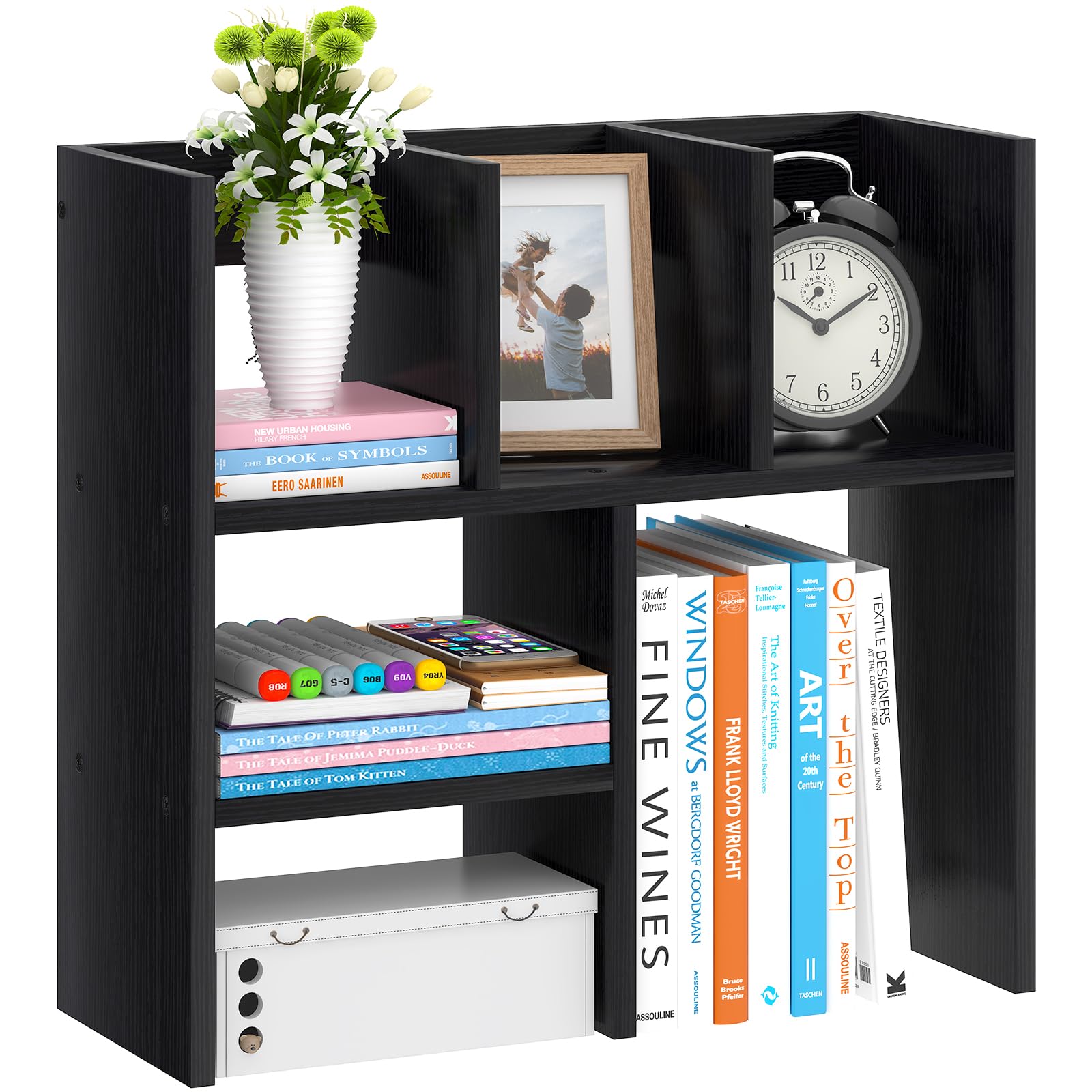 Mua COOGOU Desktop Bookshelf Wood Desk Organizer Shelf Bookcase with 6 ...