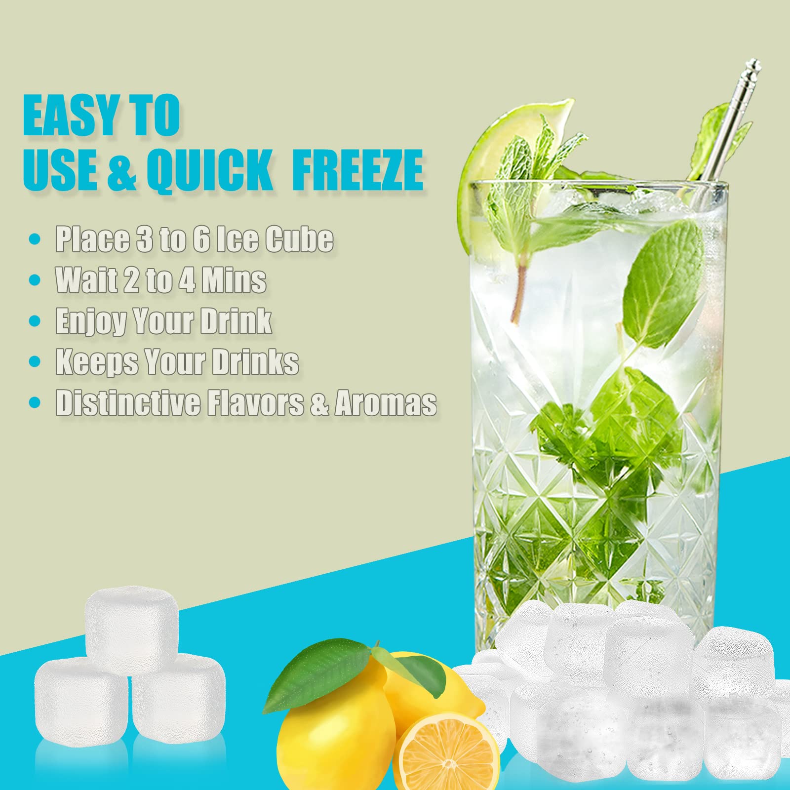 Mua Reusable Ice Cubes for Drinks, 50 Pack Refreezable Plastic Ice ...