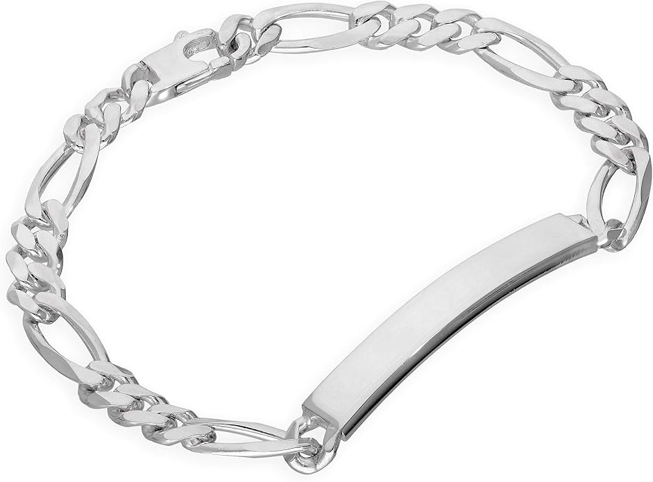 Bracelet Identité Homme Lourd à Mailles Gourmette Figaro Epaisseur 7mm ...
