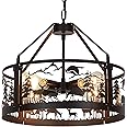 Monaxon Rustic Industrial Farmhouse Ceiling Chandelier, 4-Light ...
