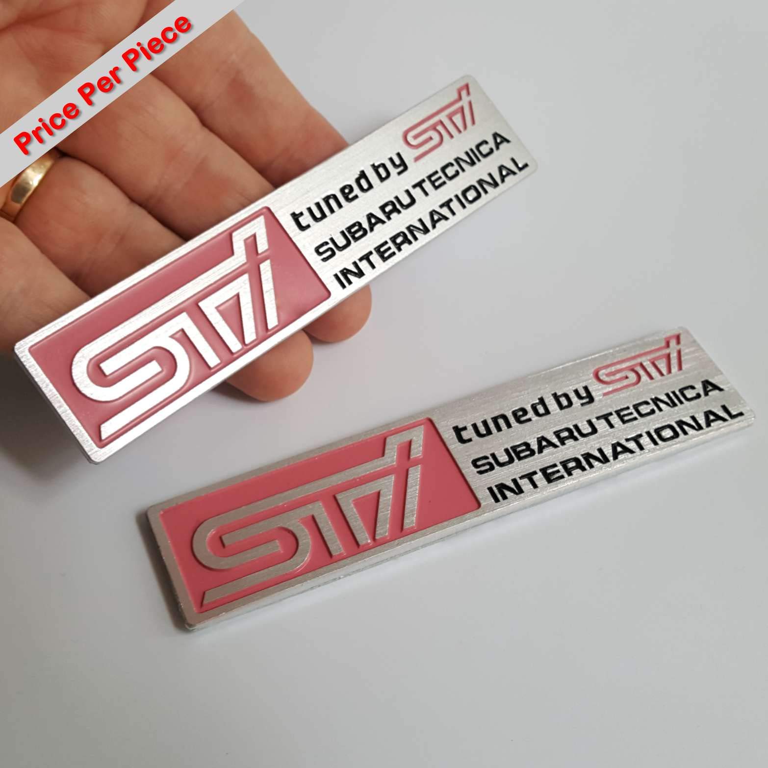 1 Piece Sti Tecnica International Pink Aluminium Metal Badge Emblem ...