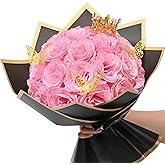 Amazon.com: (Self-assembly) Eternal Red Ribbon Rose Bouquet Artificial Rose Flowers Bouquet ...