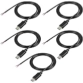 Amazon.com: ELNONE 2PCS USB Female Pigtail 2 Wire,0.3M/1Ft 20AWG USB 2.0 Female Plug to Bare ...