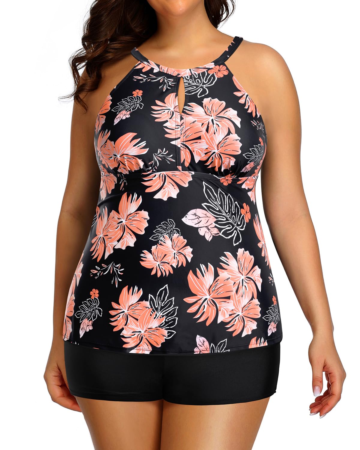 Aqua Eve Women Two Piece Plus Size Tankini Swimsuit with Shorts Tummy ...