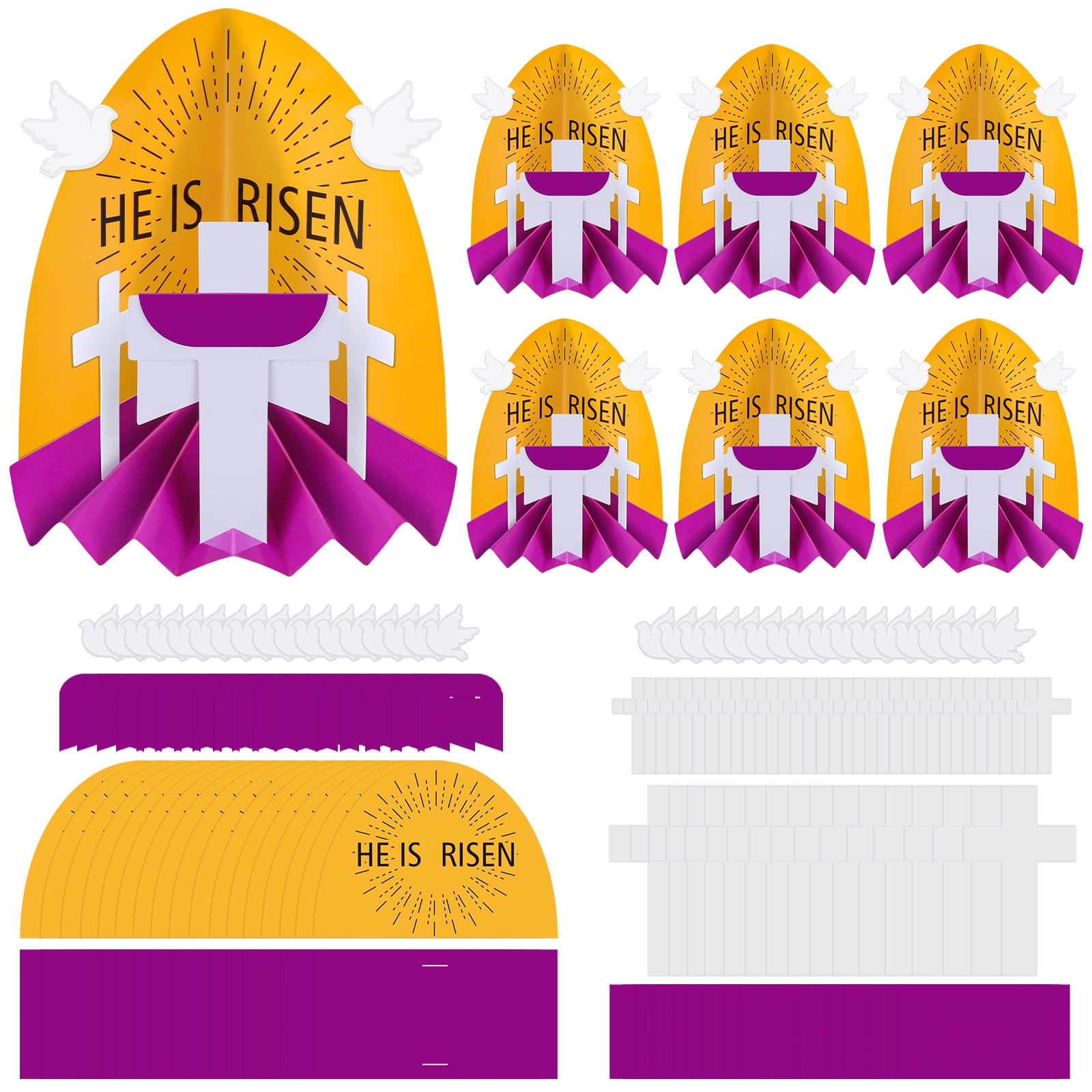 Sayglossy 24 Sets Easter Crafts for Kids He is Risen Religious Paper ...
