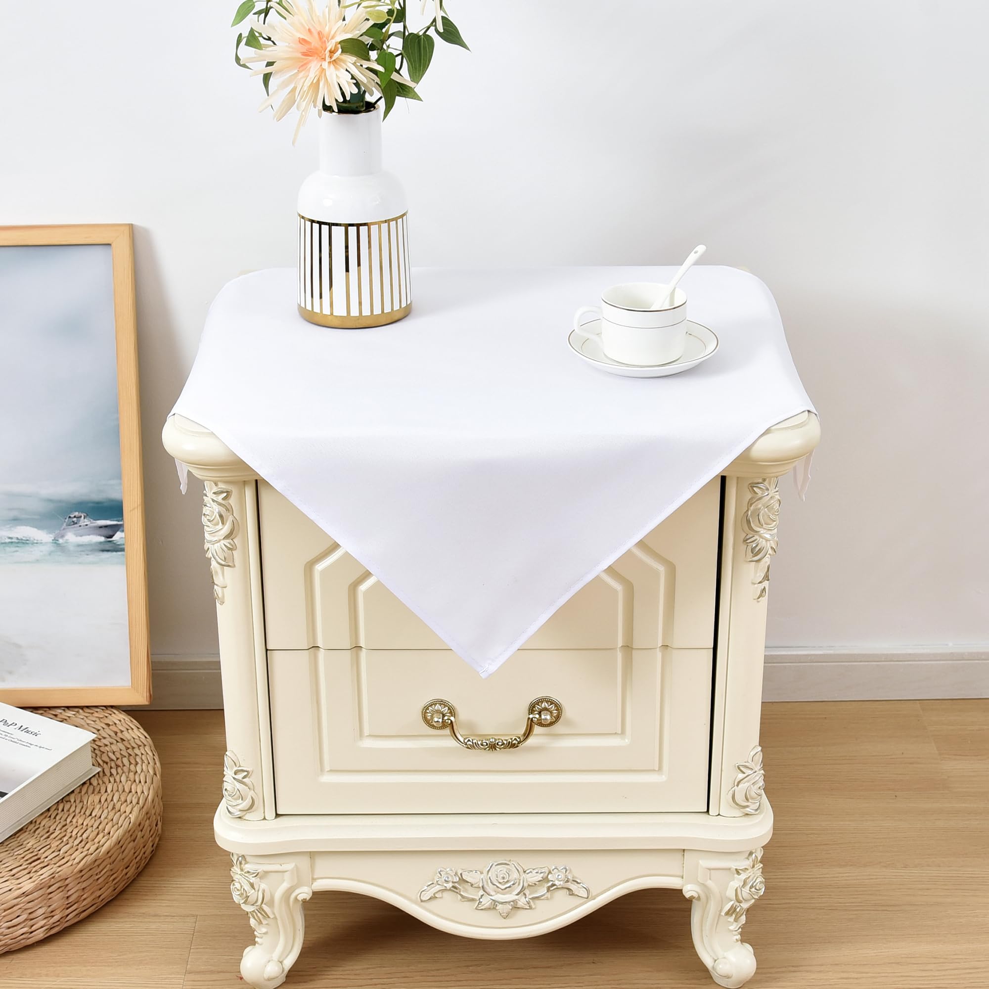 Wolkemer 2 Pack Small Square Tablecloths, 24 x 24 Inch, White ...