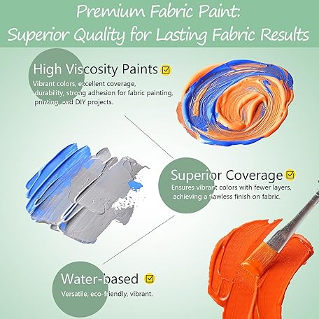 Mua Colorful Black Fabric Paint Set -12 Bottles 2oz Handicraft Fabric ...