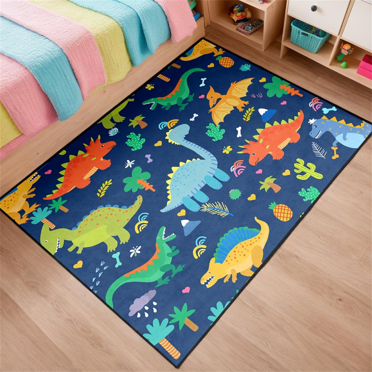 Blue Dinosaurs Area Rugs for Kids Cartoon Lovely Animal Patterns Carpet ...
