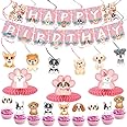 Amazon.com: 40 Pcs Dog Birthday Decorations, Pink Dog Party Supplies ...
