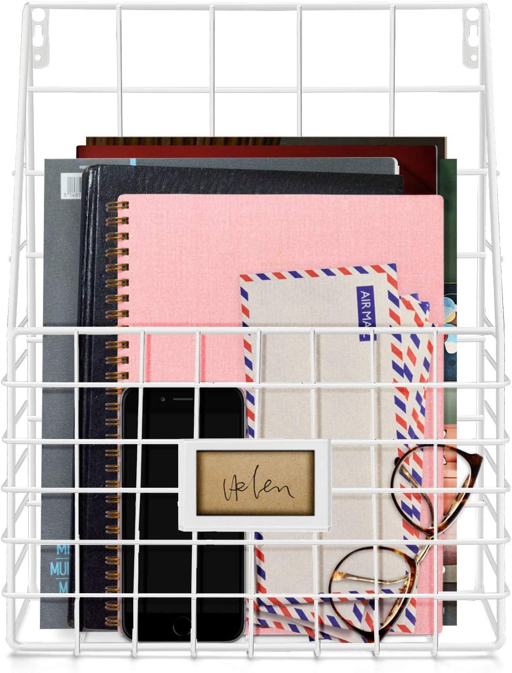 Amazon.com : Flexzion Wall Mounted Magazine File Rack Organizer for ...