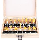 WORKPRO Router Bits, 15-Piece Router Bits 1/4-Inch Shank Tungsten ...