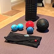 Deep Tissue Massage Ball Set - Includes 5" Foam Roller Mobility Ball ...