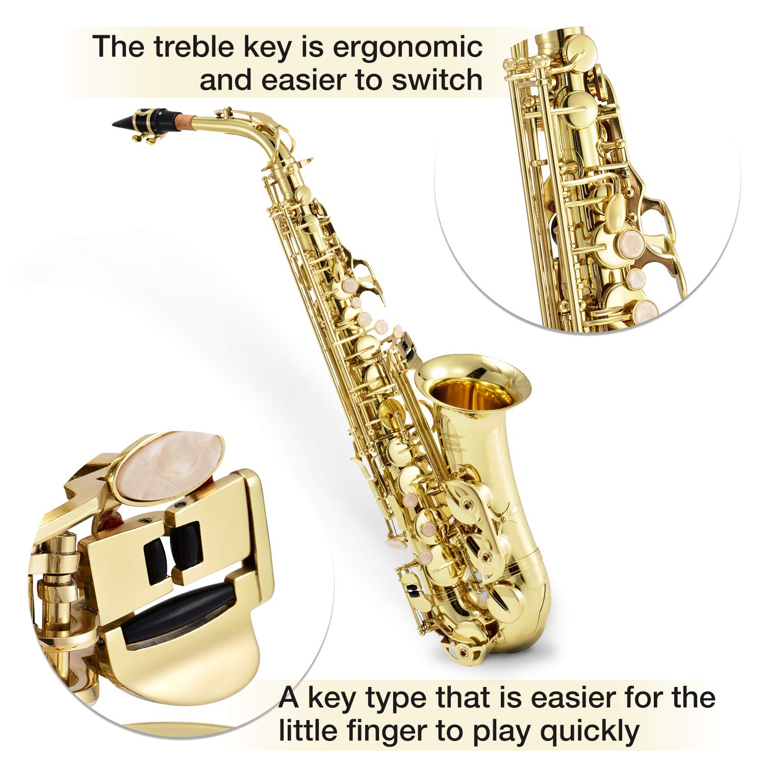Eastar AS-? Student Alto Saxophone E Flat Gold Lacquer Alto Sax Full ...