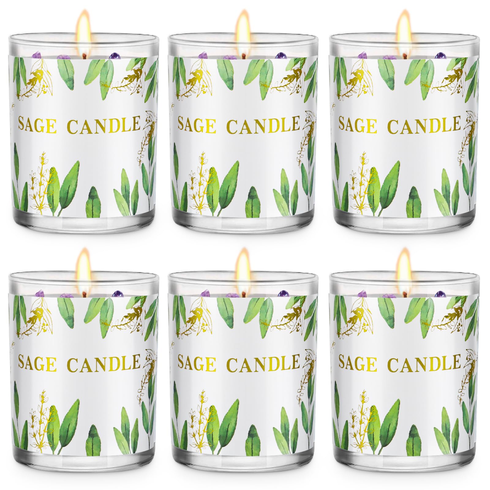 Candles, 6 Pack Sage Candle for Cleansing House Negative Energy ...