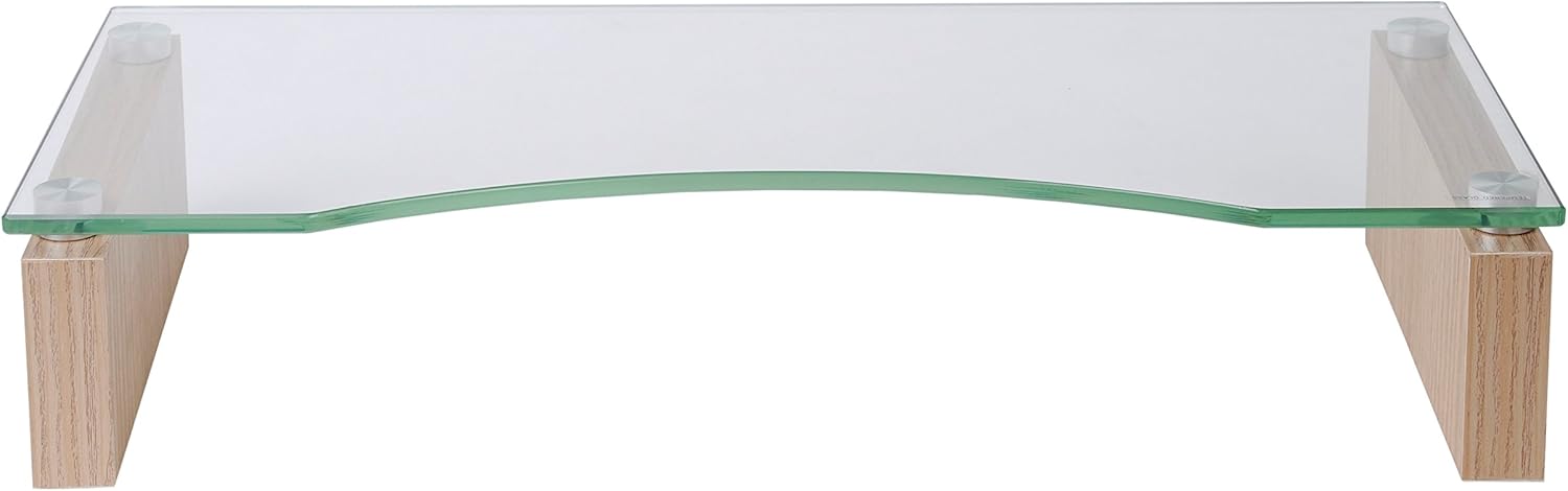 TTAP Glass Monitor Riser Stand – Oak Desk TV Laptop Shelf, Computer ...