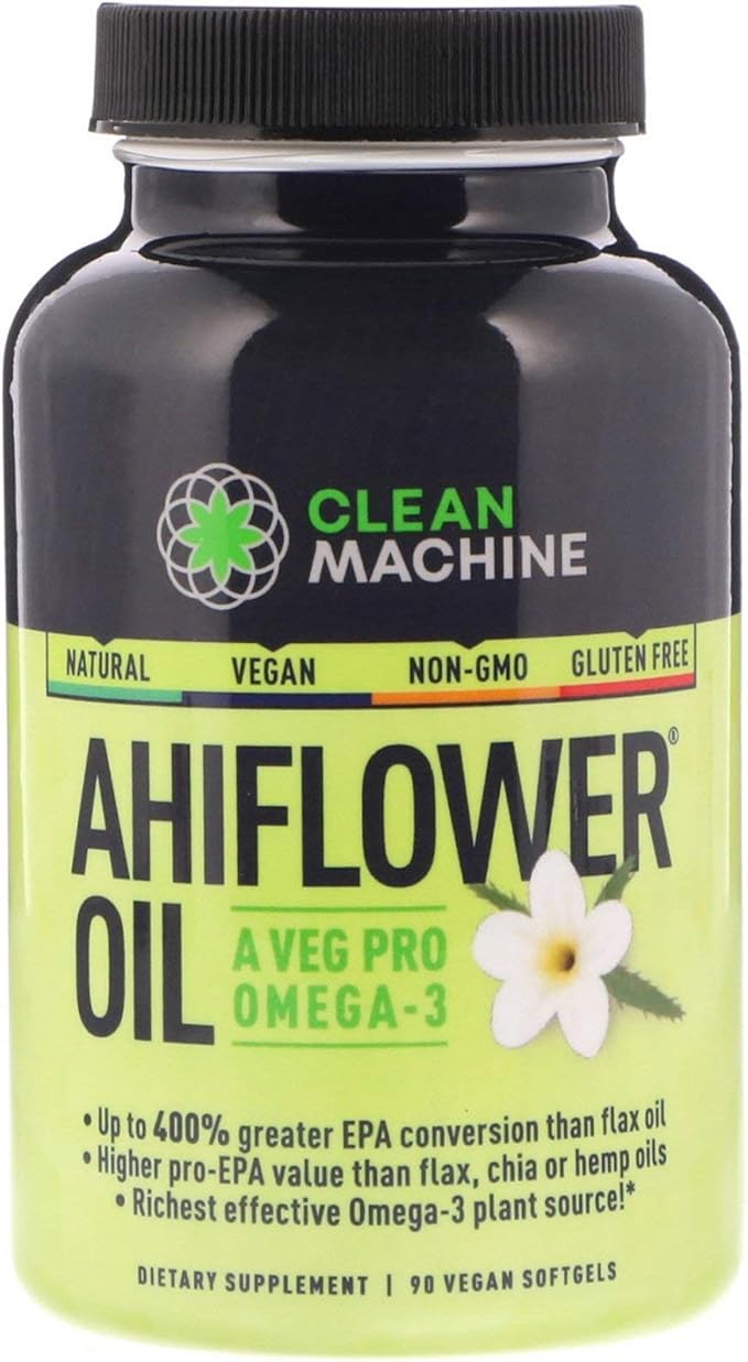 Amazon.com: Clean Machine Ahiflower Oil, Vegan Plant Based Omega-3 ...