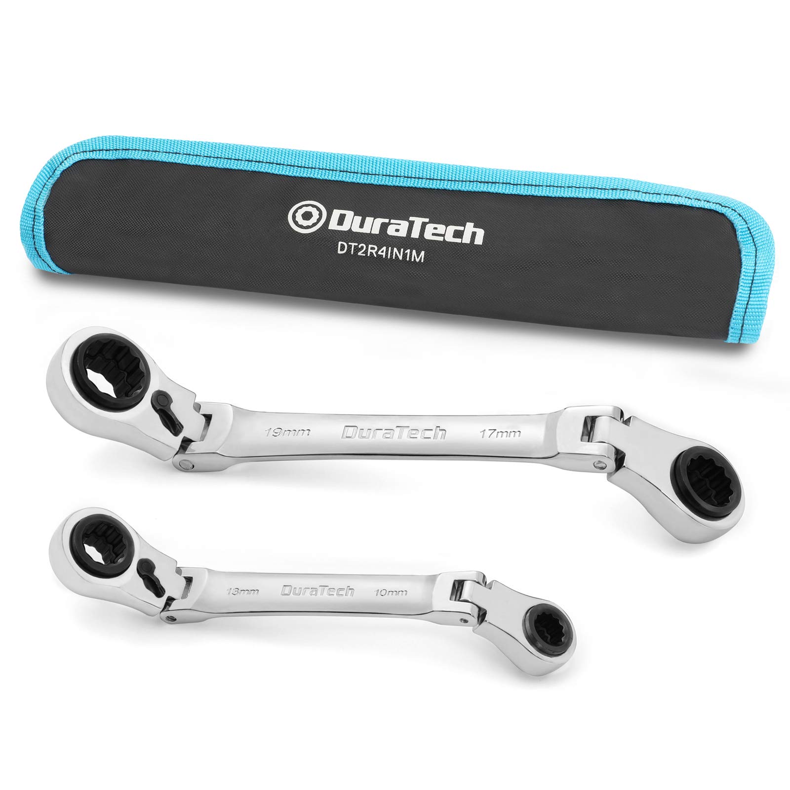 DURATECH 4-in-1 Flex-Head Reversible Ratcheting Box Wrench Set, Metric ...
